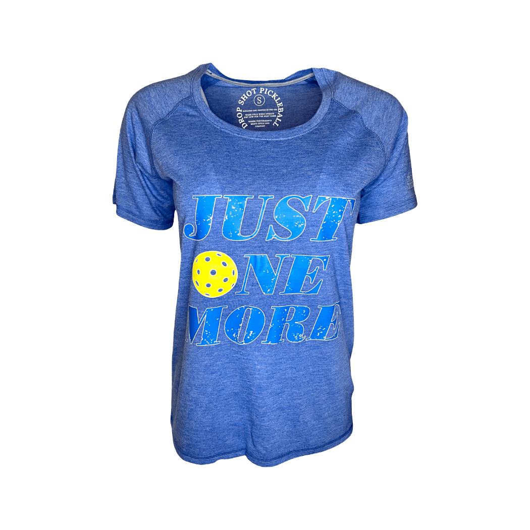 Women's Just One More™ Tee - Blue Logo – Drop Shot Pickleball